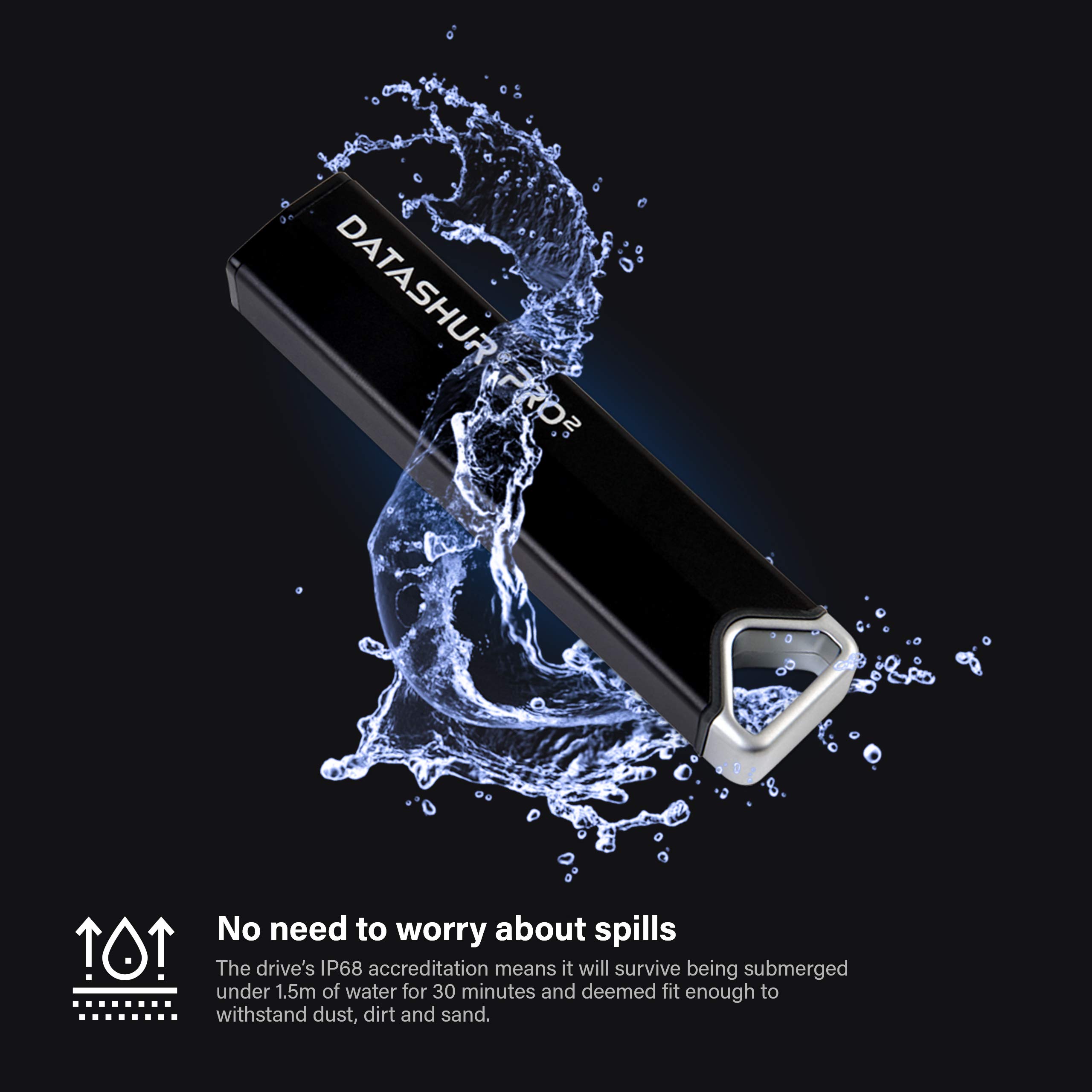 iStorage datAshur PRO2 16 GB | Secure Flash Drive | FIPS 140-2 Level 3 Certified | Password protected | Dust Water-Resistant
