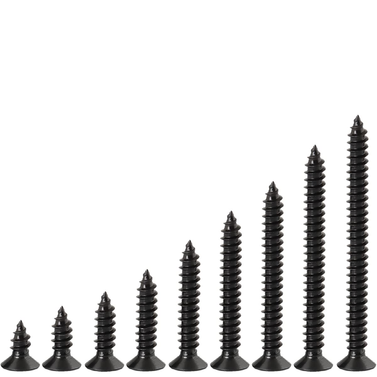 380PCS Flat Head Phillips Wood Screws Assortment Kit, Carbon Steel Self-Tapping Screw with Adjustable Wood Countersink (CSQ235 M3.5)