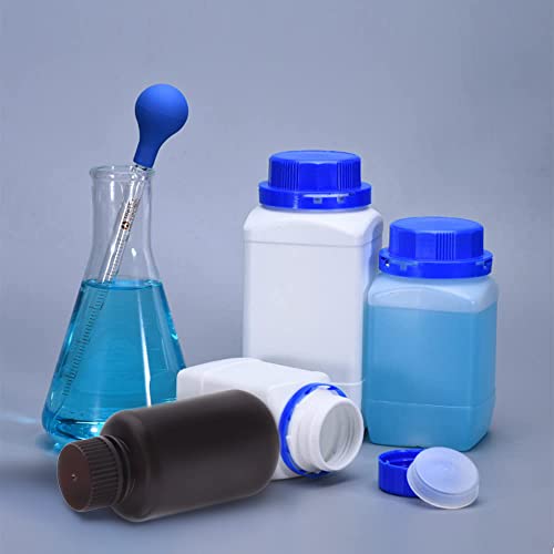 Othmro 650ml/22.1oz Plastic Lab Chemical Reagent Bottles,5pcs 50mmx74.5m(IDxH) Square Wide Mouth Liquid/Solid Sample Storage Container Sealing Bottles Red with Anti-theft Cap