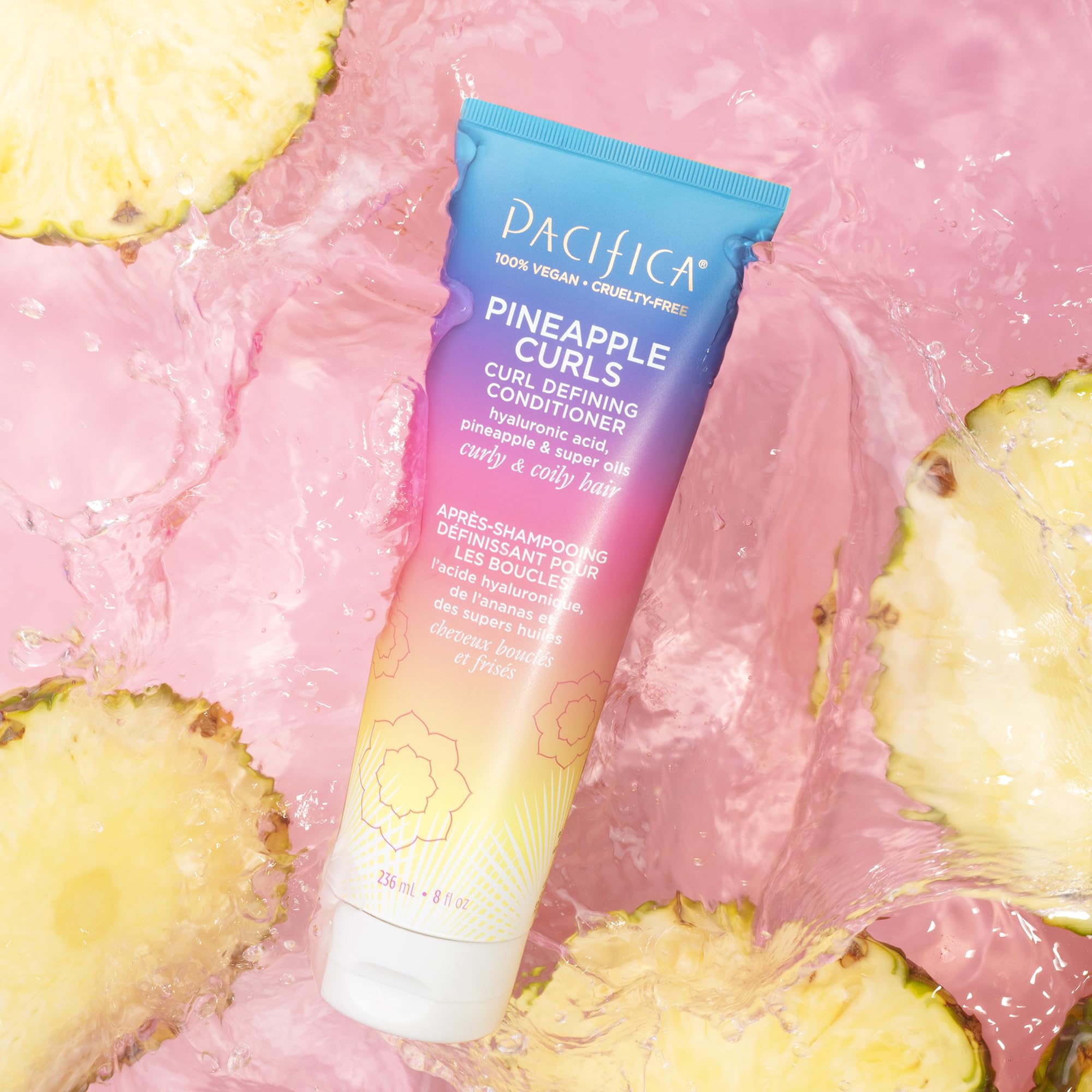 Pacifica Beauty, Pineapple Curls Defining Natural Conditioner, For Curly, Coily and Textured Hair Types, Pineapple Scent, Sulfate Free and Silicone Free, 100% Vegan and Cruelty Free
