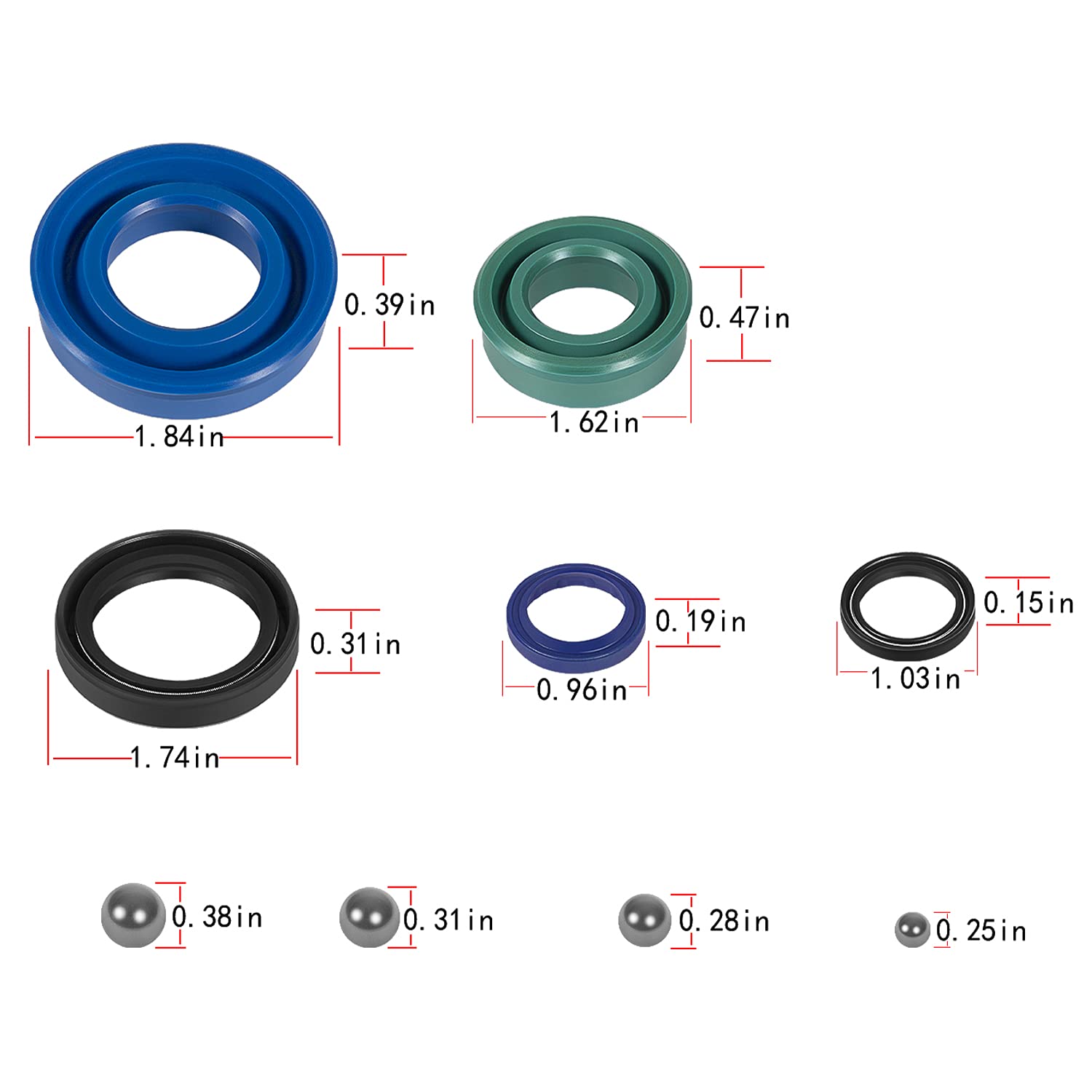 328.12031 Full Set 59 Pcs Seal Replacement Kit for Sears(Craftsman) 2-Ton Floor Jack Hydraulic Repair