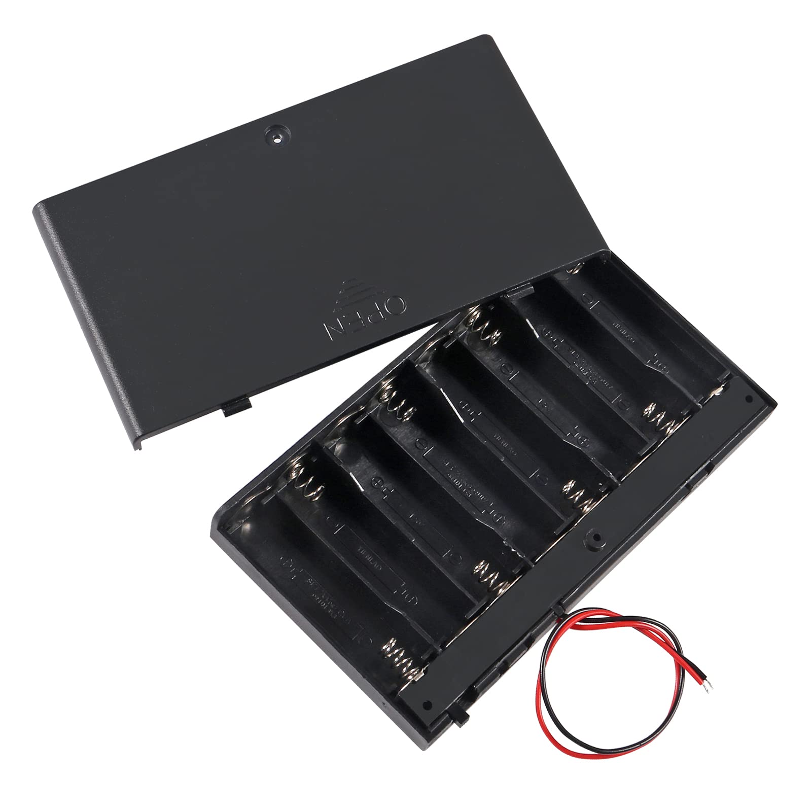 AITIAO 2Pcs 8 x AA Battery Holder Case Box 8 x 12V AA Battery Storage Box Battery Container Case with Cover ON/Off Switch and Wire