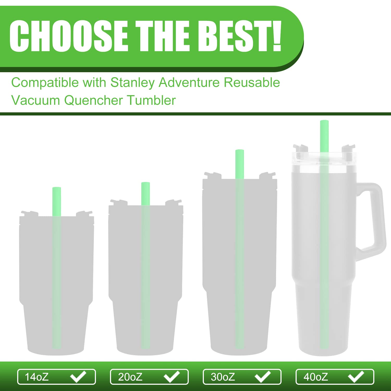 6pcs Replacement Straws for Stanley Adventure Travel Tumbler 40oz, with Cleaning Brush Silicone Replacement Straw Reusable Plastic Straws for Stanley Cup 40 oz Water Jugs (Blue, Pink, Green)