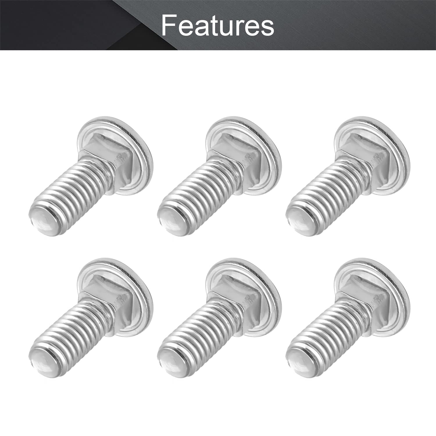 MroMax 40PCS M6x16mm Carriage Bolts Screws Half Round Head Square Neck Carriage Bolts Fully Threaded Bolt Fasteners 304 Stainless Steel Neck Carriage Bolt Silver Tone