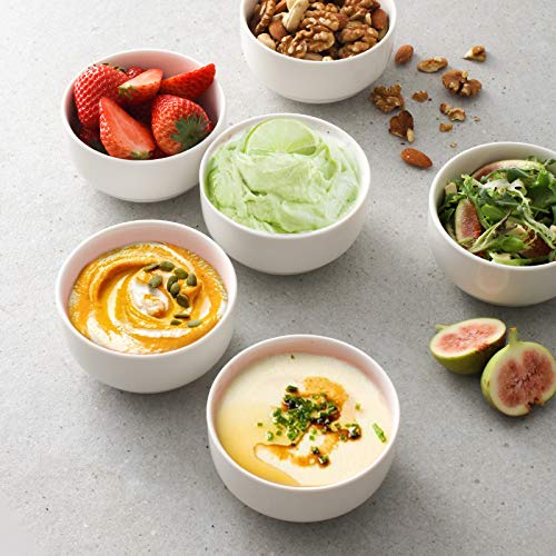 DOWAN 10 Ounces Porcelain Bowls Set, 6 Packs, Small Bowls, Ceramic White Bowls for Kitchen, Dessert Bowls for Ice Cream, Small Serving Bowls for Dipping, Rice, Prep, Side Dishes,Cereal,Microwave Safe