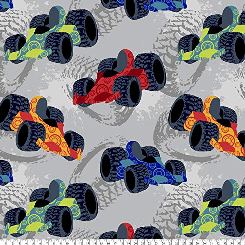 Race Car Go Carts Anti-Pill No-Sew Throw Fleece Fabric Kit (72x60)