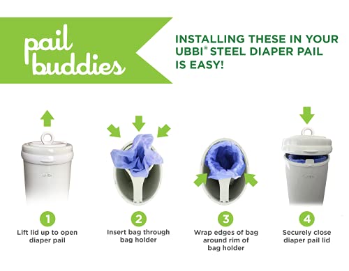 Disposable Diaper Pail Refills Compatible with Ubbi Diaper Pail | Diaper Pail Refill Bags made with Recycled Material | Fresh Powder Scent for Odor Control | Disposable Diaper Trash Bags (75 Count)
