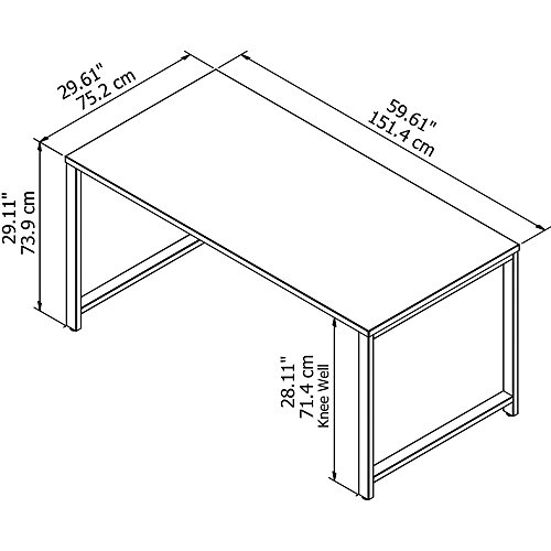 Bush Business Furniture 400 Series Table Desk with Metal Legs, 60W x 30D, Natural Maple