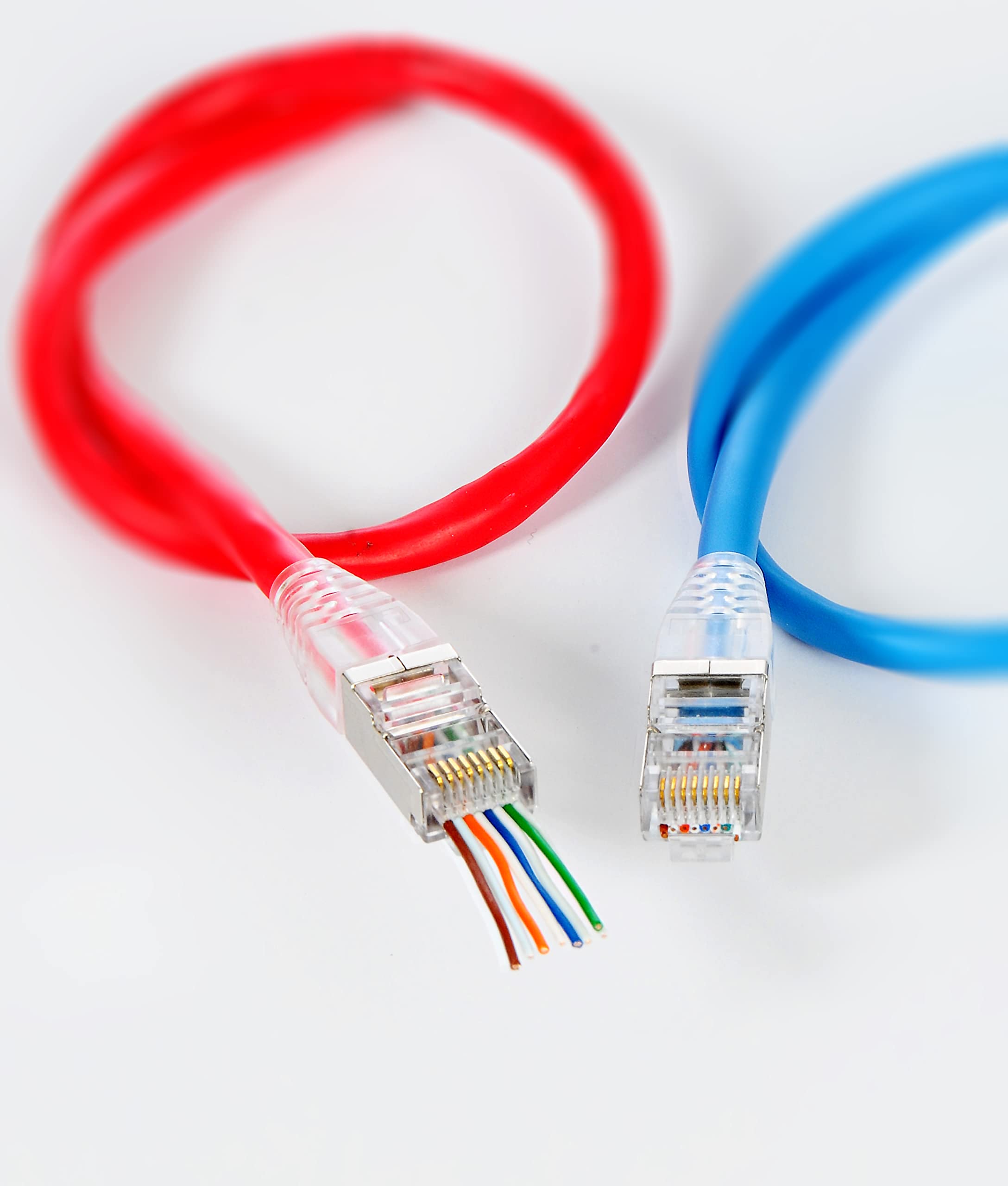 Platinum Connector RJ45 Cat6a/6 FTP snap in clips with Boots (50 count each) - pass through makes connector assembly much easier and less prone to miss-wiring