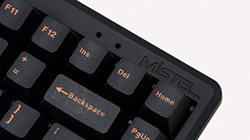 Mistel BAROCCO MD770 TKL Split Mechanical Keyboard with Cherry MX Blue Switch, Ergonomic Keyboard with Orange Letter PBT Double Shot Keycaps for Windows and Mac, Programmable Macro Support, ANSI/US
