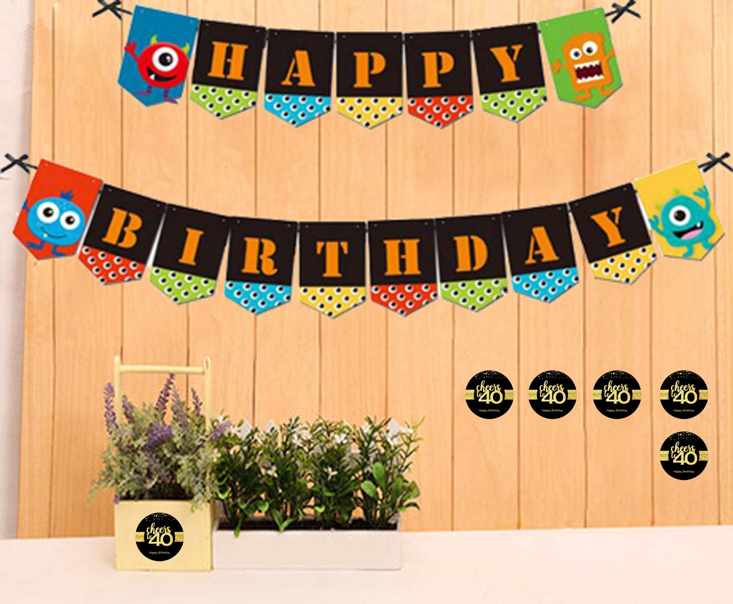 Sumerk 48 PCS Cheers to 40 Stickers Large Bottle Stickers 40th Birthday Stickers Card Seals 2 INCHES Round Happy Birthday Party Favors Stickers