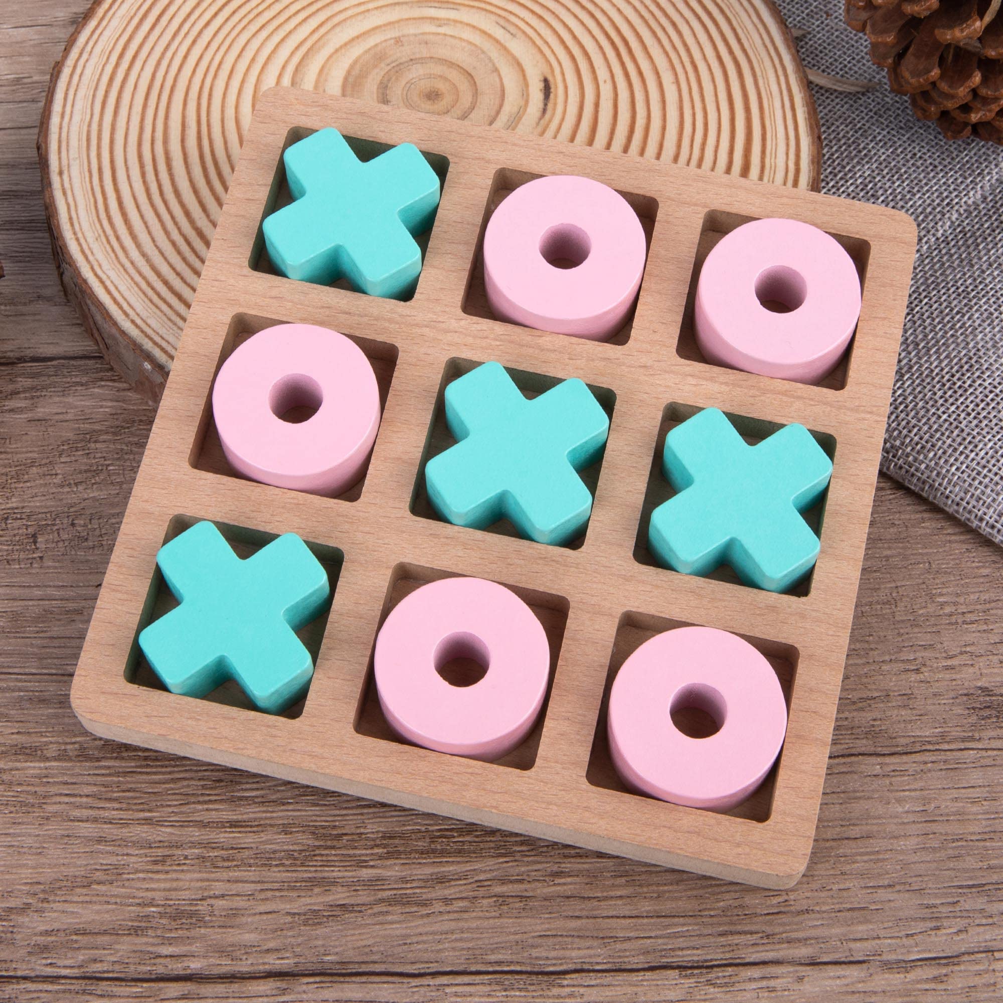 LXGYPWIN Tic-Tac-Toe Game, Wooden Tic-Tac-Toe Game, Small Tic-Tac-Toe Game, Children's Indoor Party Game, Very Suitable for Backyard Entertainment