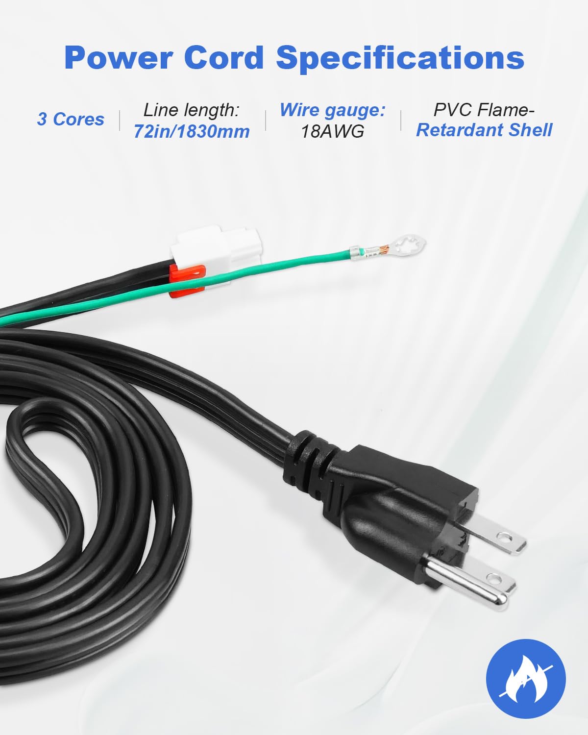 3903-000519 Refrigerator Power Cord Compatible with Samsung RH29H8000SR/AA-00 RF261BEAEWW/AA-01 etc Replacement Fridge Power Cord 3903-000786 3903-001013 3903-000796 Pure Copper Wire Thickened