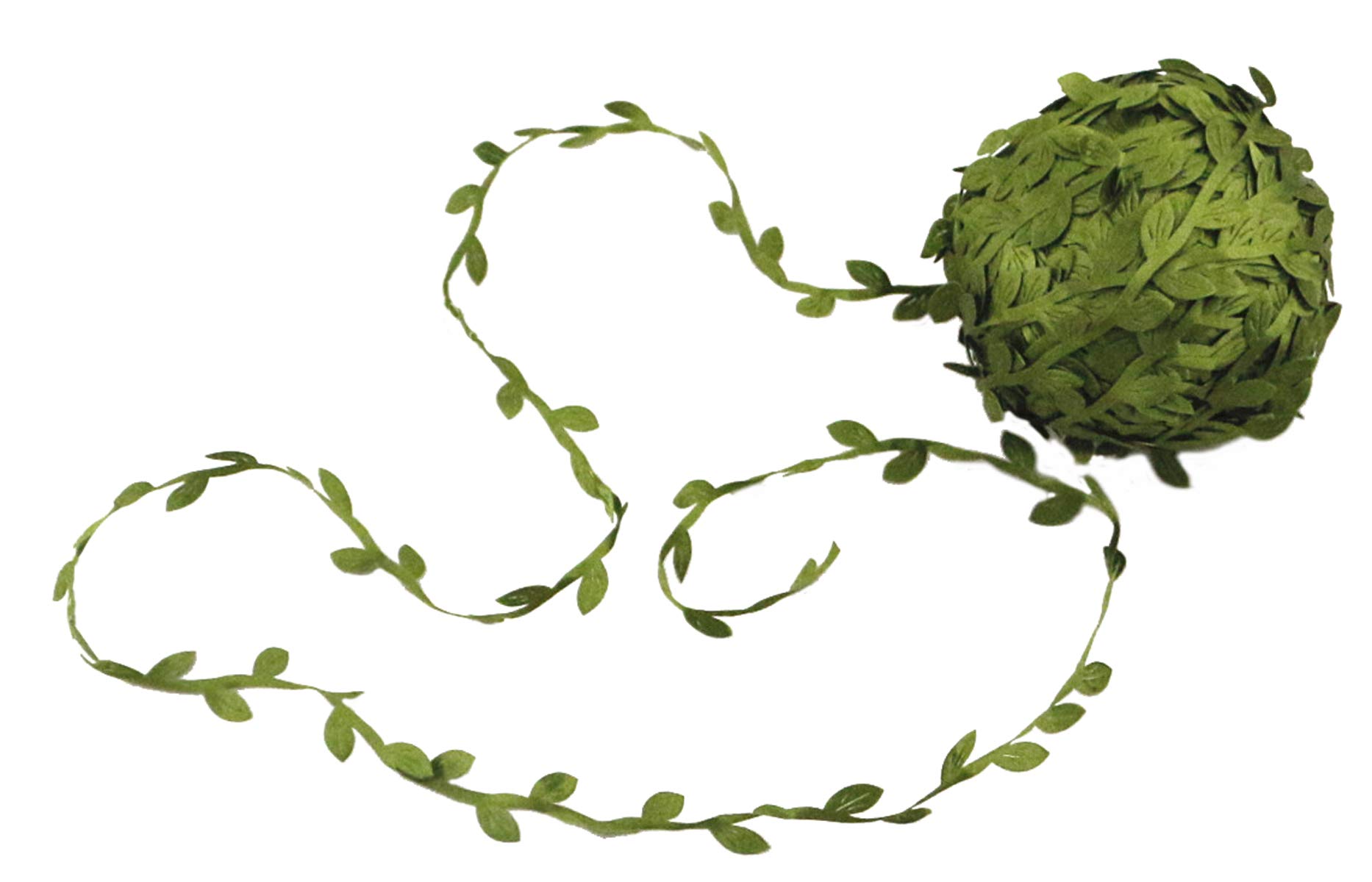 2PCS 20M Olive Green Leaves Leaf Trim Ribbon Artificial Vines Foliage Rattan for DIY Craft Home Wall Garden Party Wedding Decoration HBFZSY-20