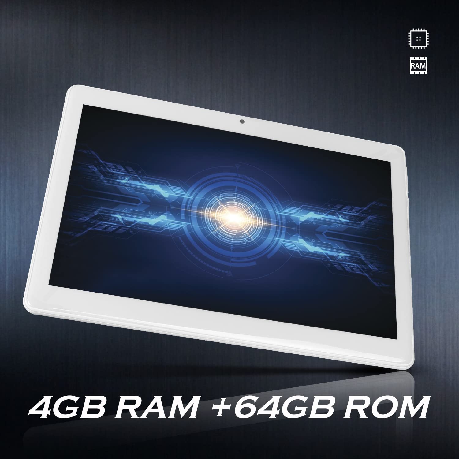 XINYANGCH 10 inch Google Android 8.1 System Unlocked Pad with Dual SIM Card Slot 10.1" IPS Screen 4GB RAM 64GB ROM 3G Phablet Built-in Bluetooth WiFi GPS Tablets (Metallic Silver)
