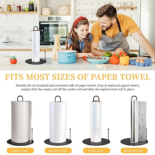 Black Paper Towel Holder Countertop,Kitchen Paper Towel Stand Holder for Standard and Large Size Rolls