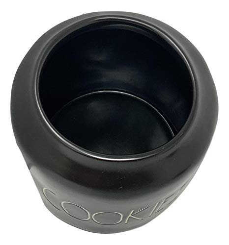 Rae Dunn Cookie Canister - Artisan Collection By Magenta - Beautiful Black Rae Dunn Cookie Canister - Large LL Font White Letters Spelling "COOKIES".