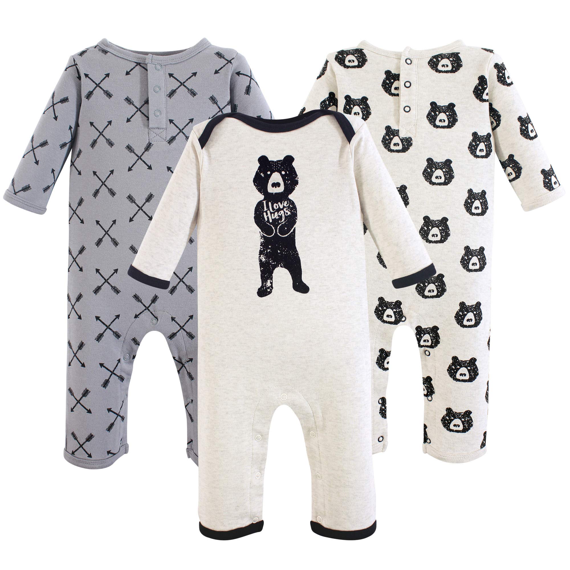 Yoga Sprout Cotton Union Suit, 3 Pack, Bear Hugs, 12-18 Months