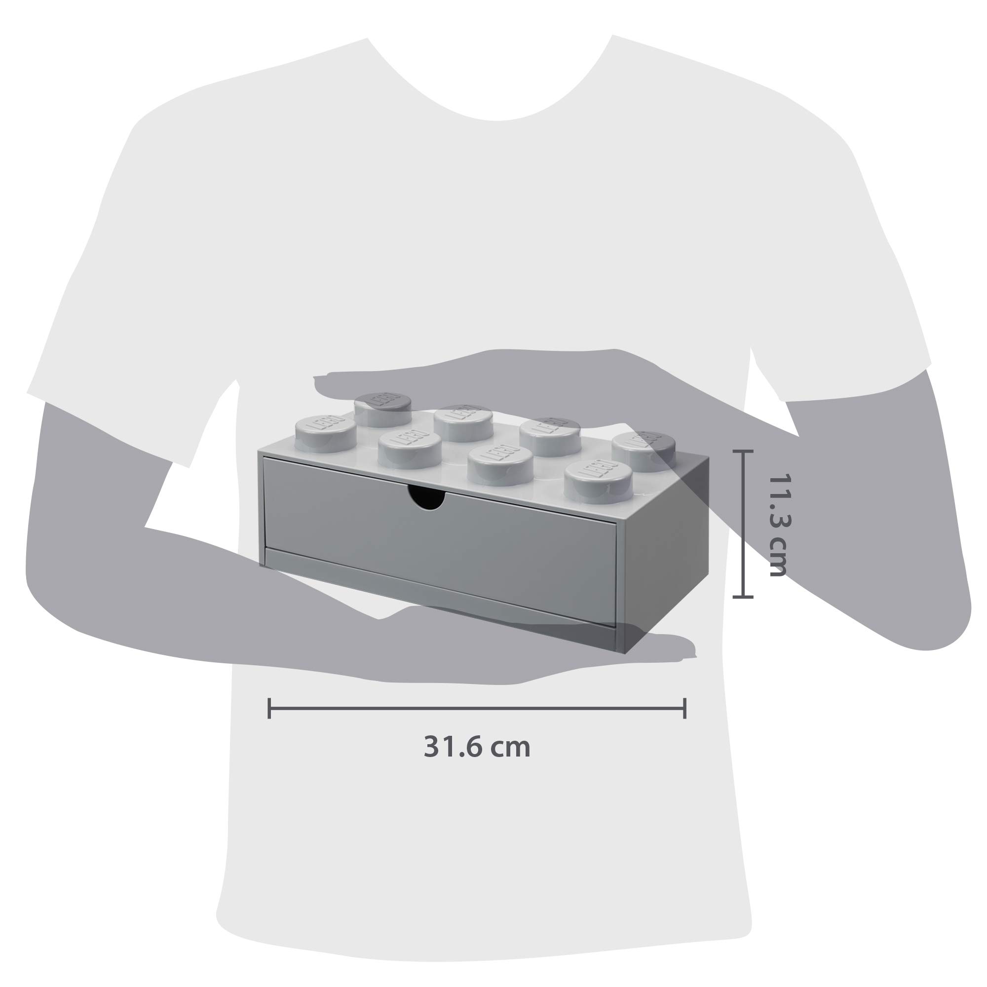 Room Copenhagen 40211740 Lego Desk Drawer 8 Knobs, Grey, Large