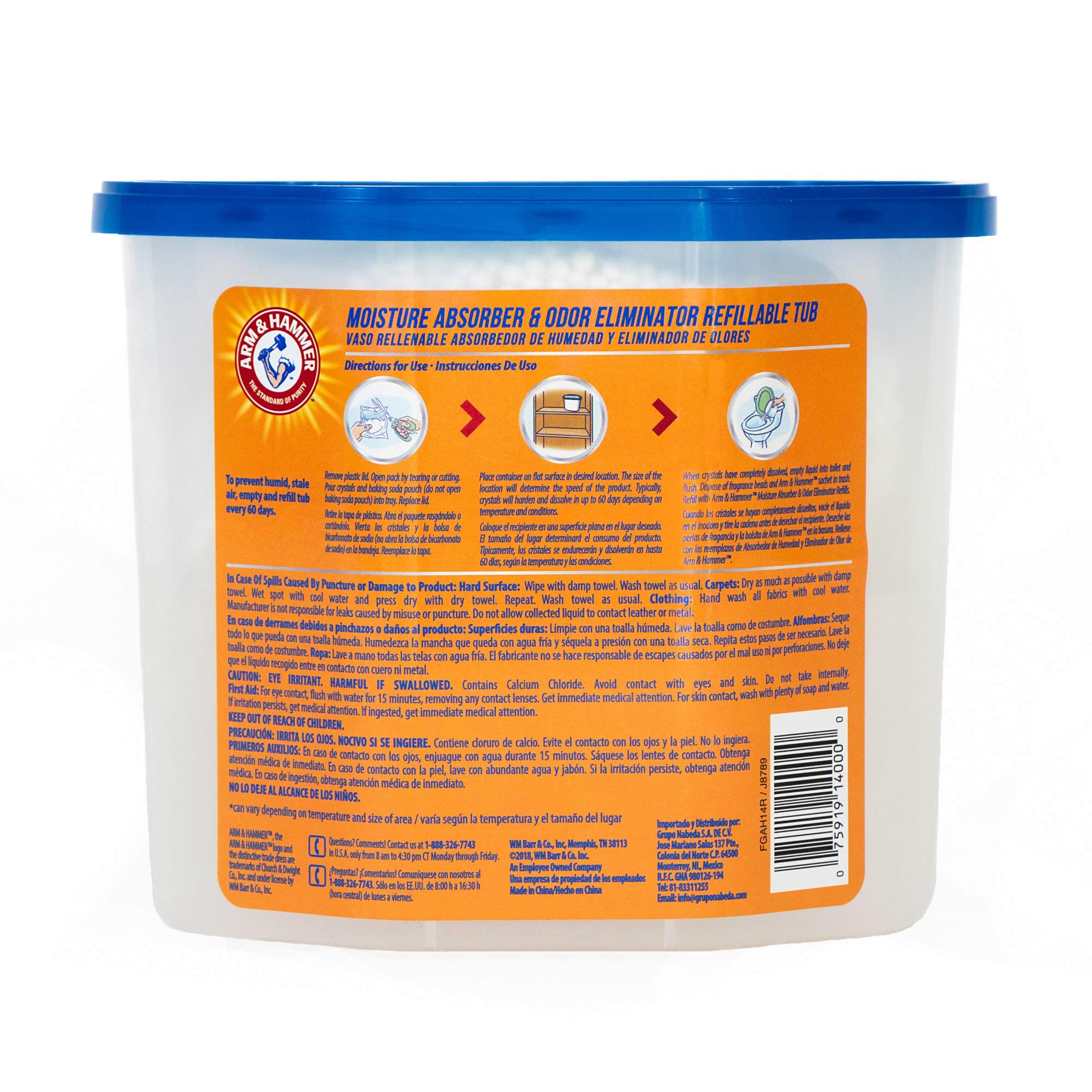 Arm & Hammer Fragrance Free Refillable Moisture Absorber and Odor Eliminator 14 oz. Tub