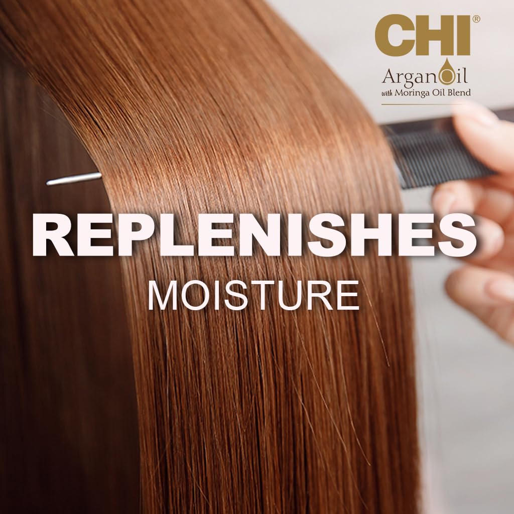 CHI Argan Oil Conditioner, Replenishes Hair Moisture, Enhances Strength & Helps Protect Against Damage, Sulfate, Paraben, & Cruelty-Free, 11.5 Oz