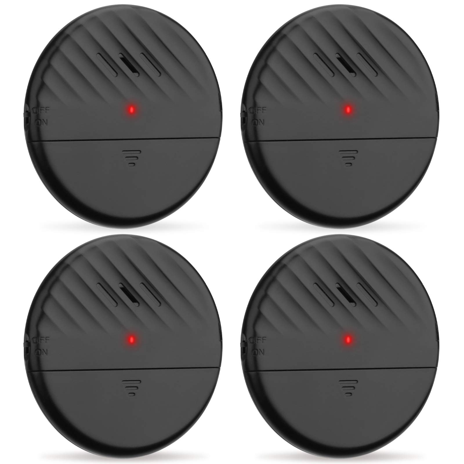 WSDCAM Window Alarm Glass Break Sensor Alarm 125dB Ultra-Slim Glass Break Detector Anti-Theft Vibration Sensor Alarm for Home Door and Window Security - 4 Pack - Black