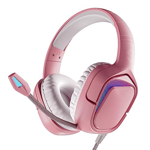 Black Shark Gaming Headset for PS4 PS5 PC Xbox One Switch, Noise Cancelling Wired 3.5mm Gamer Headphones with Microphone, Over Ear, LED Light, Deep Bass Surround Soft Memory Earmuffs for Computer