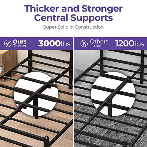 GreenForest Twin Bed Frame Tool-Free Quick Assembly Metal Platform and Full Size Bed Frame with Headboard