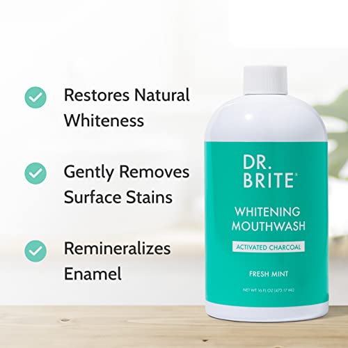 Dr. Brite Natural Whitening Mouthwash, Alcohol-Free, Doctor Formulated to Prevent Bad Breath - Mint, 16 oz