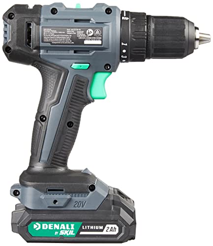 Amazon Brand - Denali by SKIL 20V Cordless Drill Driver Kit with 2.0Ah Lithium Battery and 2.4A Charger, Blue, 26.0"L x 18.1"W x 18.1"H