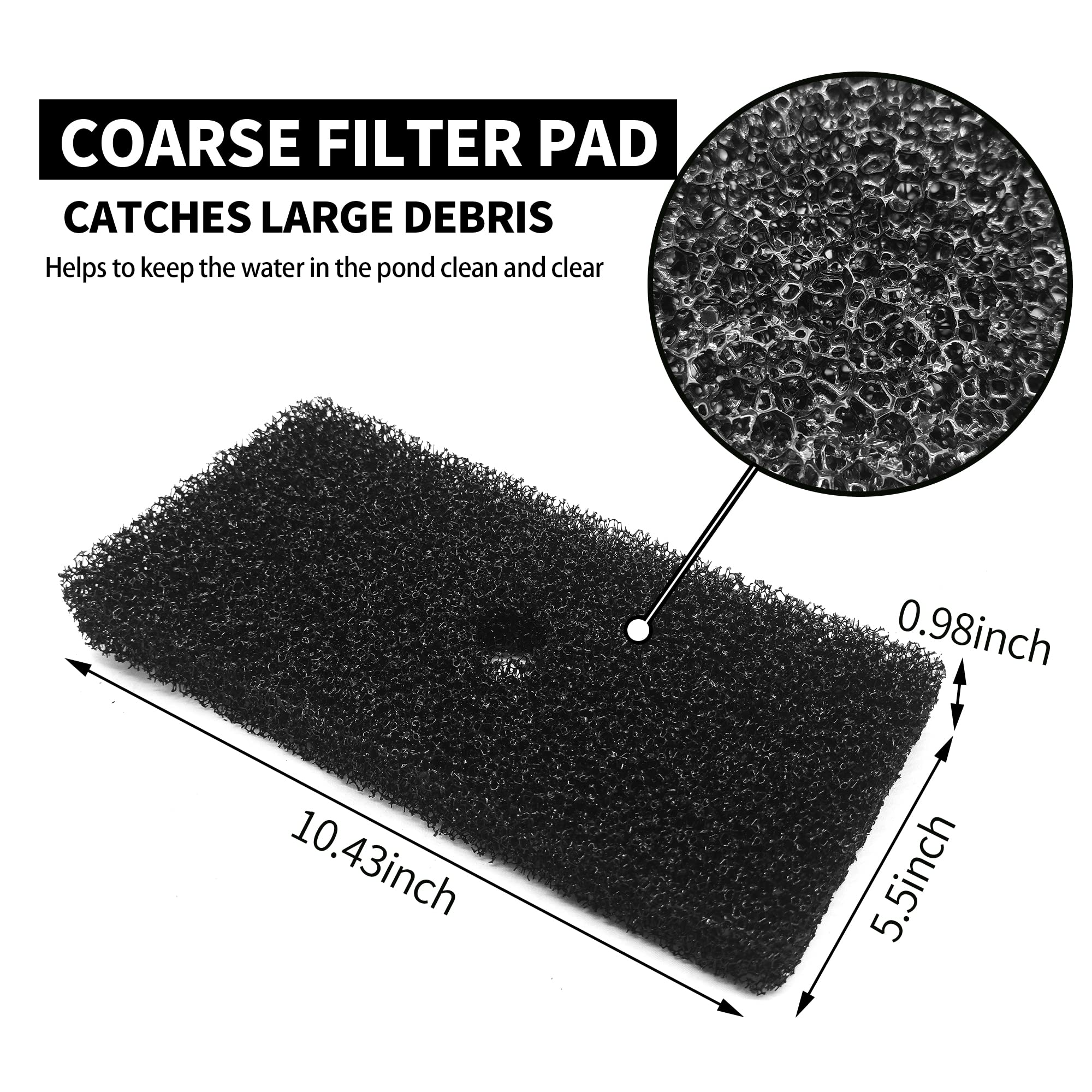 2PCS Pond Replacement Filter Pads,Coarse and Fine Pads for Pond Pump Pre-Filter Box,Blue and Black Sponge Filters Replacement