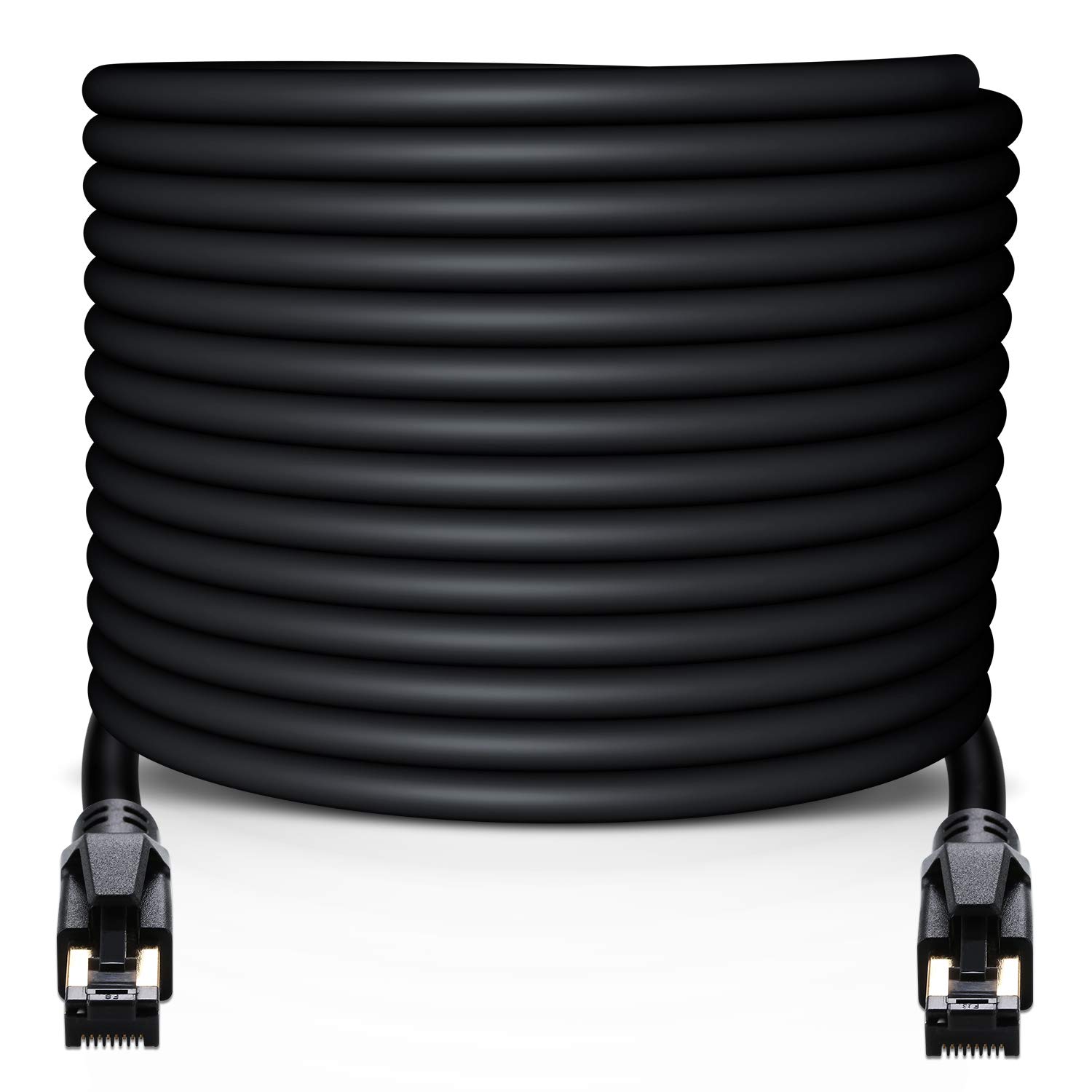 XXONE Cat8 Ethernet Cable 30ft, High Speed 26AWG Cat8 LAN Network Cable 40Gbps, 2000Mhz with Gold Plated RJ45 Connector, Heavy Duty Weatherproof S/FTP UV Resistant for Modem