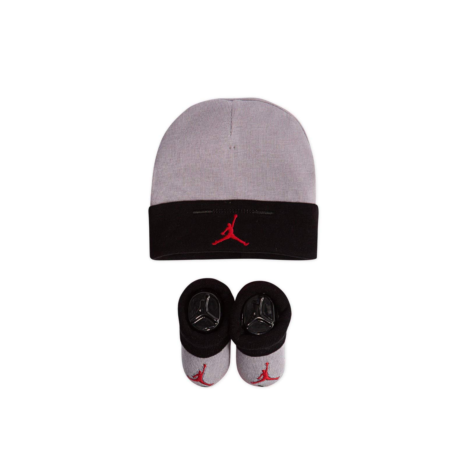 Nike Jordan Infant Baby Hat and Booties Set (Black(LJ0102-K41)/Red, 0-6 Months)