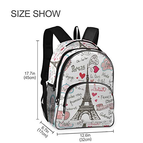 ALAZA Paris Badges French Eiffel Tower Love Laptop Outdoor Backpack for Women Men,Fits Under 15.6 Inch Laptop