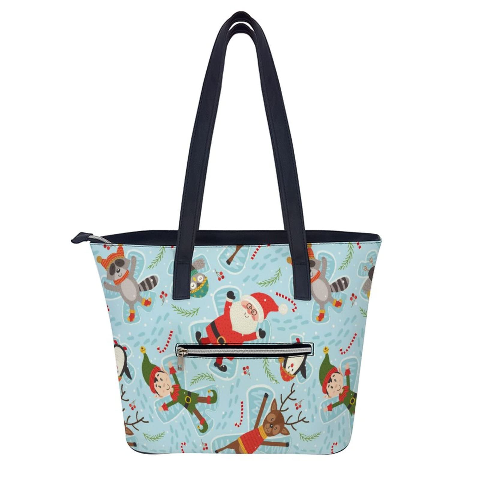 Christmas Characters Women's Tote Bag PU Leather Shoulder Bag Handbags Purse For Work Shopping Travel