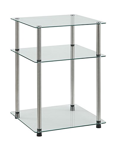 Convenience Concepts Designs2Go Classic Glass 3 Tier End Table, Glass