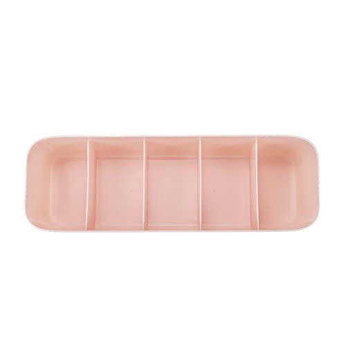 Bisbai Plastic 5 Compartment Divided Drawer, Cabinet, Closet Storage Box - Organizer, Pink (2Pcs)