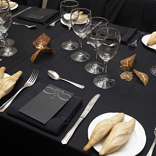Black Tablecloth 6pcs 60x102, Table Cloth for 6 Feet Rectangle Tables, Waterproof and Wrinkle Resistant Washable Decorative Fabric Table Cover for Dining Table, Party and Outdoor Use