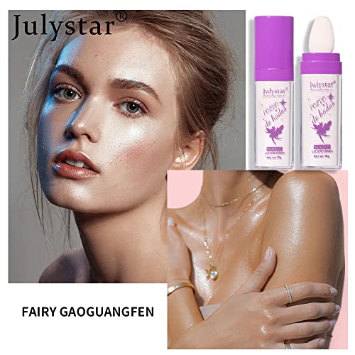 3 Colors Polvo De Hadas Highlighter Powder, Body Brightens Face Blusher Patting Makeup Glitter Stick with Sponge Set for Hair Cosmetic
