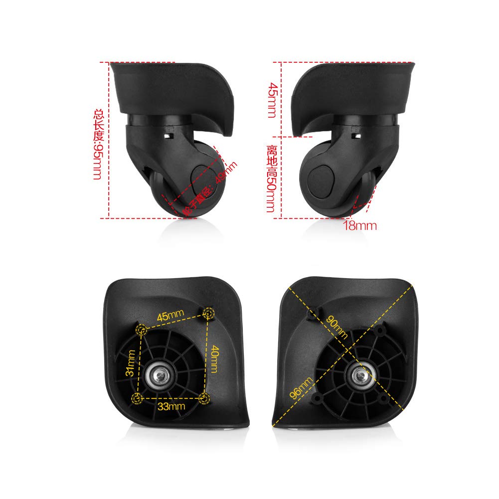 2Pcs PVC Trolley Luggage Spare Wheel Suitcase Swivel Caster Wheels Replacement Accessary