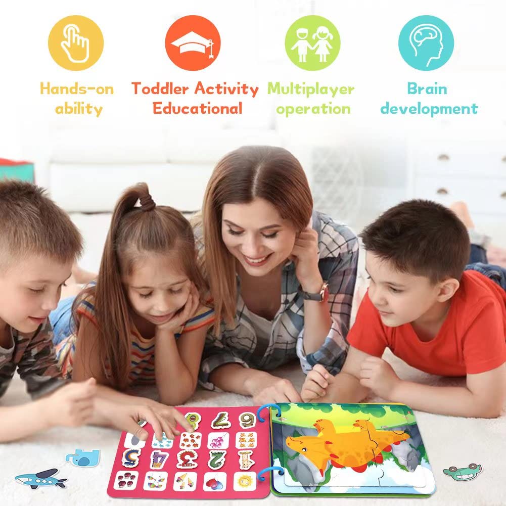 2pcs Quiet Book for Toddlers,Montessori Activity Toys Busy Book Educational Preschool Learning Book for Toddlers 3-6,Toddler Activity Educational,Multi-Element Multi-Page Theme Gameplay
