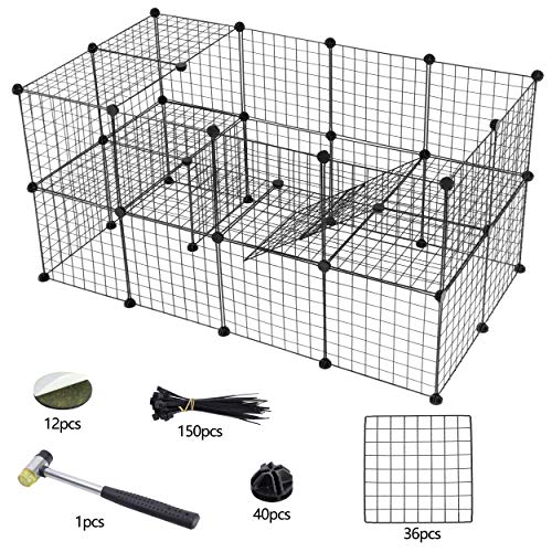 Pet Playpen Small Animals Cage Portable DIY Metal Wire Yard Fence for Rabbits,Guinea Pigs,Bunny,Puppy,Hamsters Crate Kennel 36 Panels
