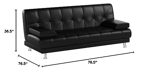 Convertible Sofa Bed with Removable Armrests Black 300205