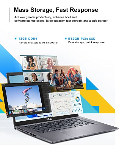 ASUS 2023 Newest Vivobook 14 Laptop, 14" HD Display, 12GB RAM, 512GB PCIe SSD, AMD Ryzen 3 3250U Processor, Up to 3.5GHz, HDMI, Windows 11 in S Mode, Light and Thin, Grey
