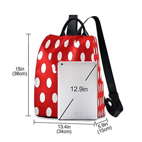 ALAZA Red White Polka Dot Women Backpack Anti Theft Back Pack Shoulder Fashion Bag Purse