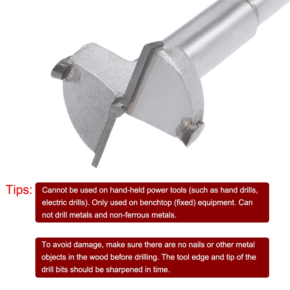 uxcell Forstner Drill Bits 32mm, Tungsten Carbide Wood Hole Saw Auger Opener, Woodworking Hinge Hole Drilling Boring Bit Cutter (Gray)
