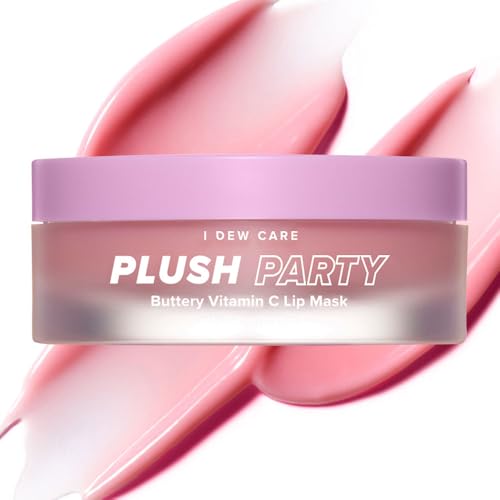 I DEW CARE Overnight Lip Sleeping Mask - Plush Party | Buttery Vitamin C, Moisturizing Balm, With Cocoa Butter For Dry Lips, Glass Skin Look, 0.42 Oz