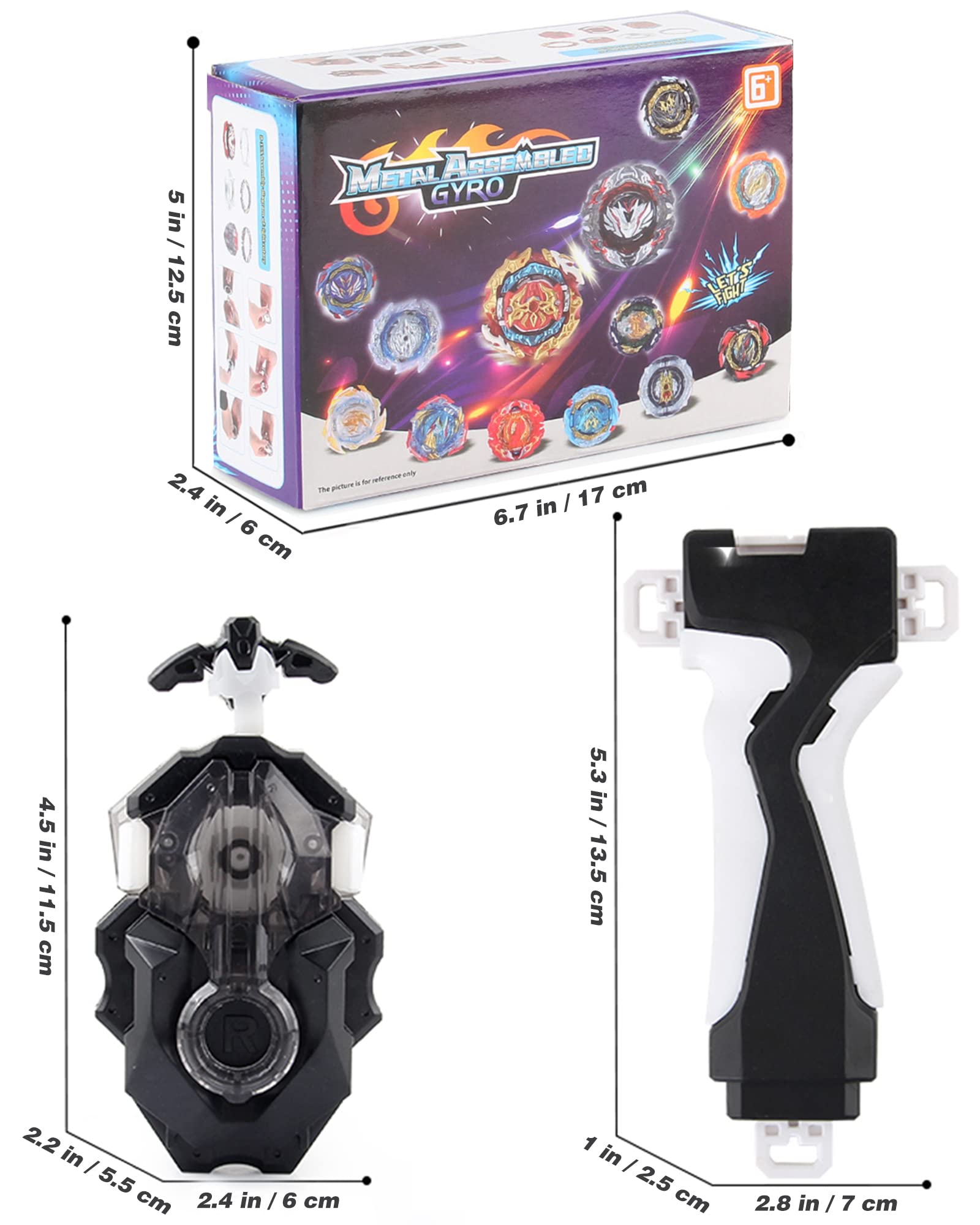 Bey Battling Tops Burst Launcher and Grip, Custom Bay Blade Launcher LR Left Right Spin DB Layer System Compatible with All Bey Burst Series (White)