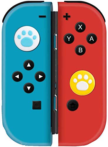 2 x Silicone Analog Controller Thumb Stick Joystick Grips Cap for Nintendo Switch NS & Switch Lite Controller Joy-Con ThumbStick Cute Cat Paw Claw (White-Pink)