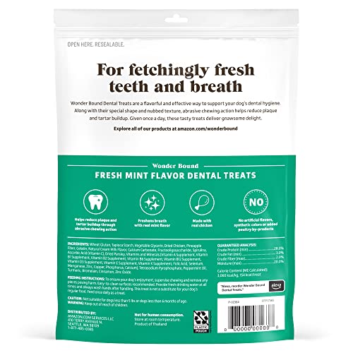 Amazon Brand - Wonder Bound Dog Dental Treats, Fresh Mint Flavor, Large, 9 Count, 16 Oz